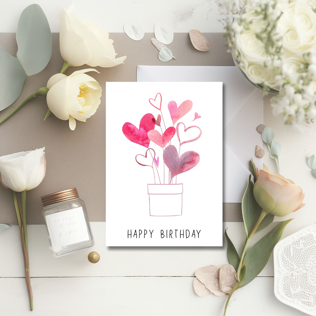 Pink Hearts Birthday Greeting Card - Adneptis - Thoughtful Gifts ...